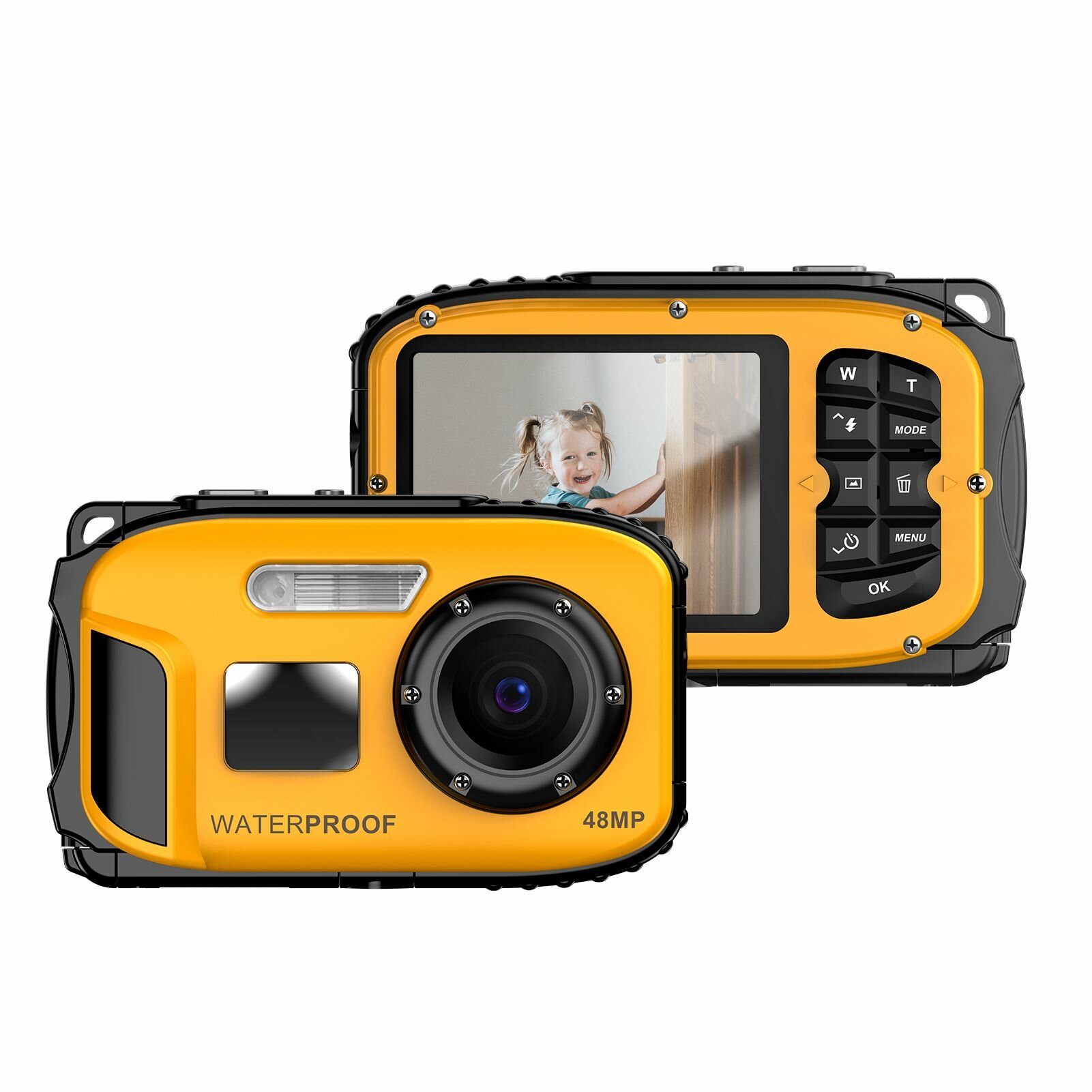 1080P водонепроницаемая камера 48MP 2.4" IPS экран IP68 5м автофокус 4X увеличение аккумулятор