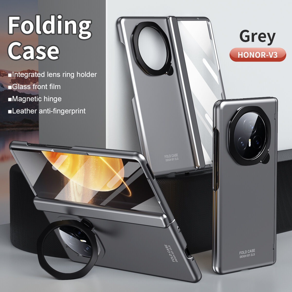 Чехол для Honor Magic V3 / Хонор Мэджик V3, матовая поверхность, чехол-кардиомонитор, поликарбонат (PC), защита камеры, ударопрочный, усиленные углы, Honor, Honor Magic V3, grey,005ZLS/zunxiang/Magic V3