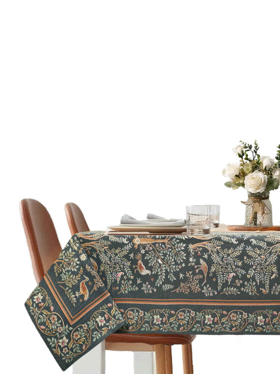 Скатерть на стол тканевая гобеленовая Le Gobelin 140х240 см Рапсодия бирюза