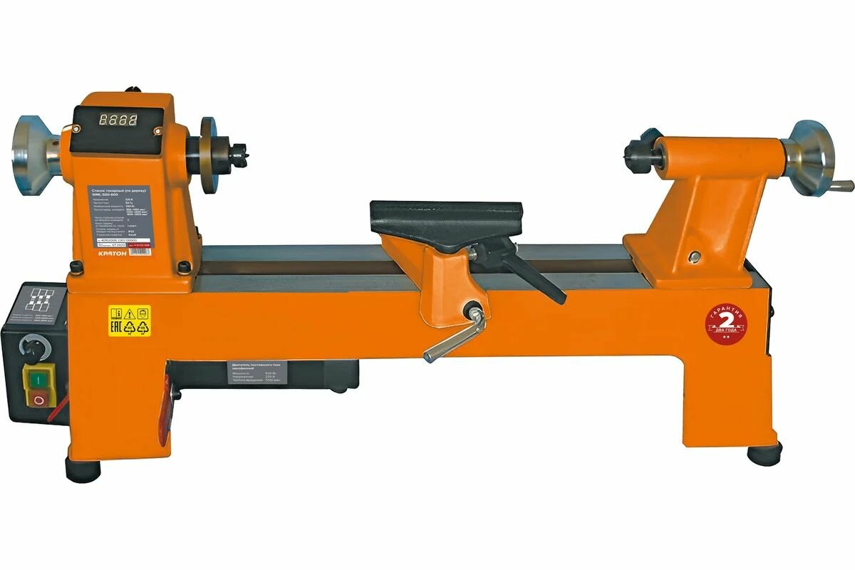 Станок токарный Кратон "WML-500-600", для дерева, 3 скорости, 220В, 550Вт