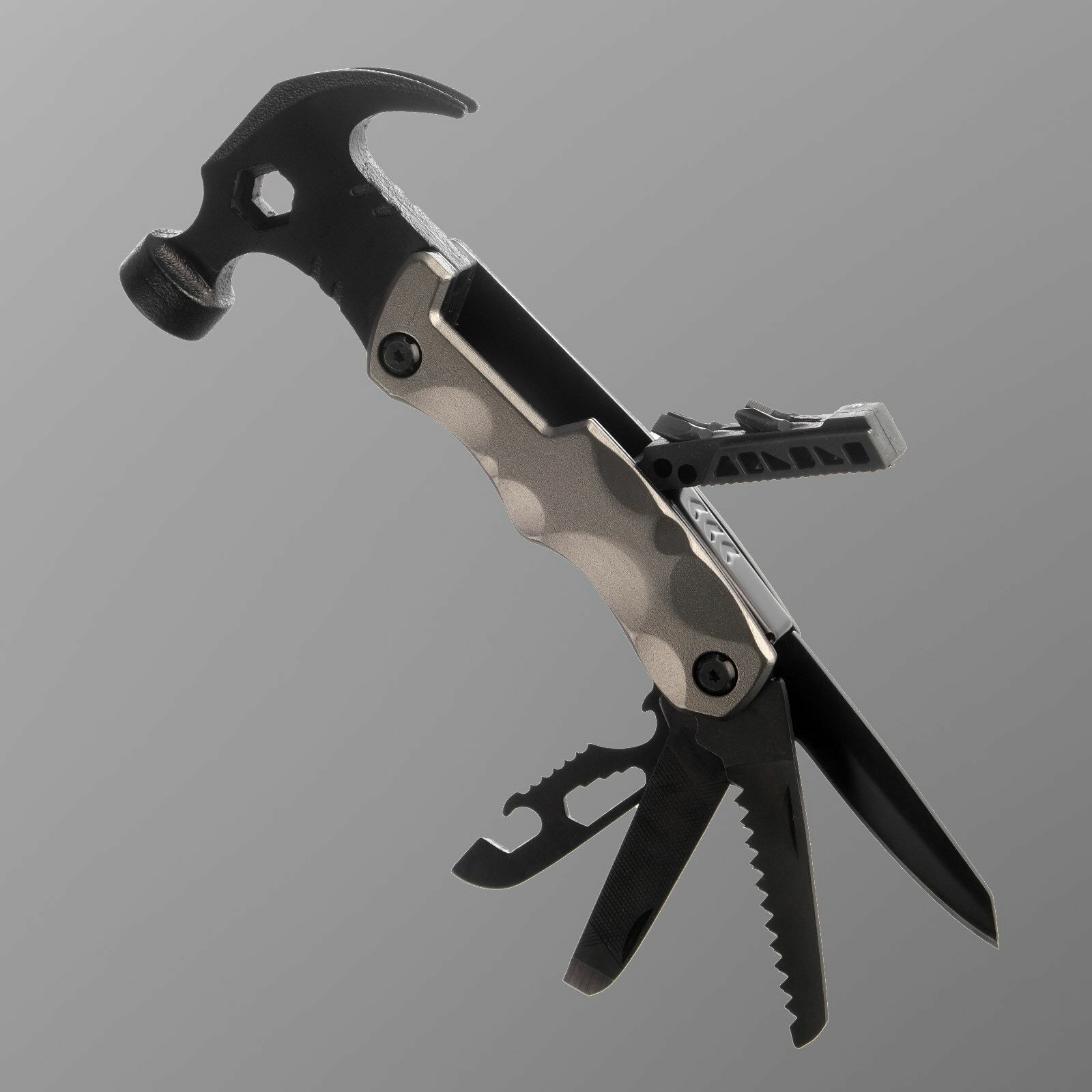 Мультитул 13в1 с молотком в чехле, черный, размер упаковки: 8.5 x 4.5 x 18 см.