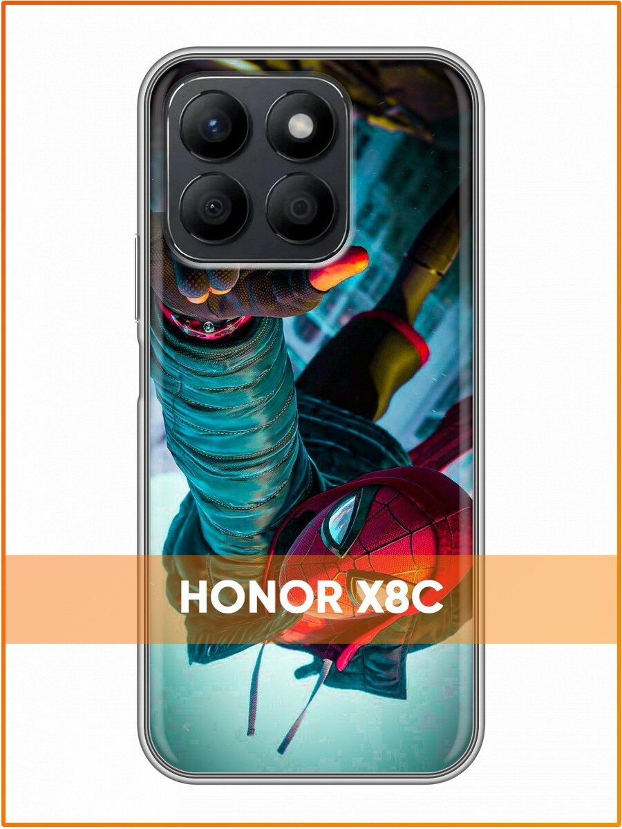 Чехол для Honor X8c с принтом для мальчиков с Человеком пауком (Хонор Х8с)