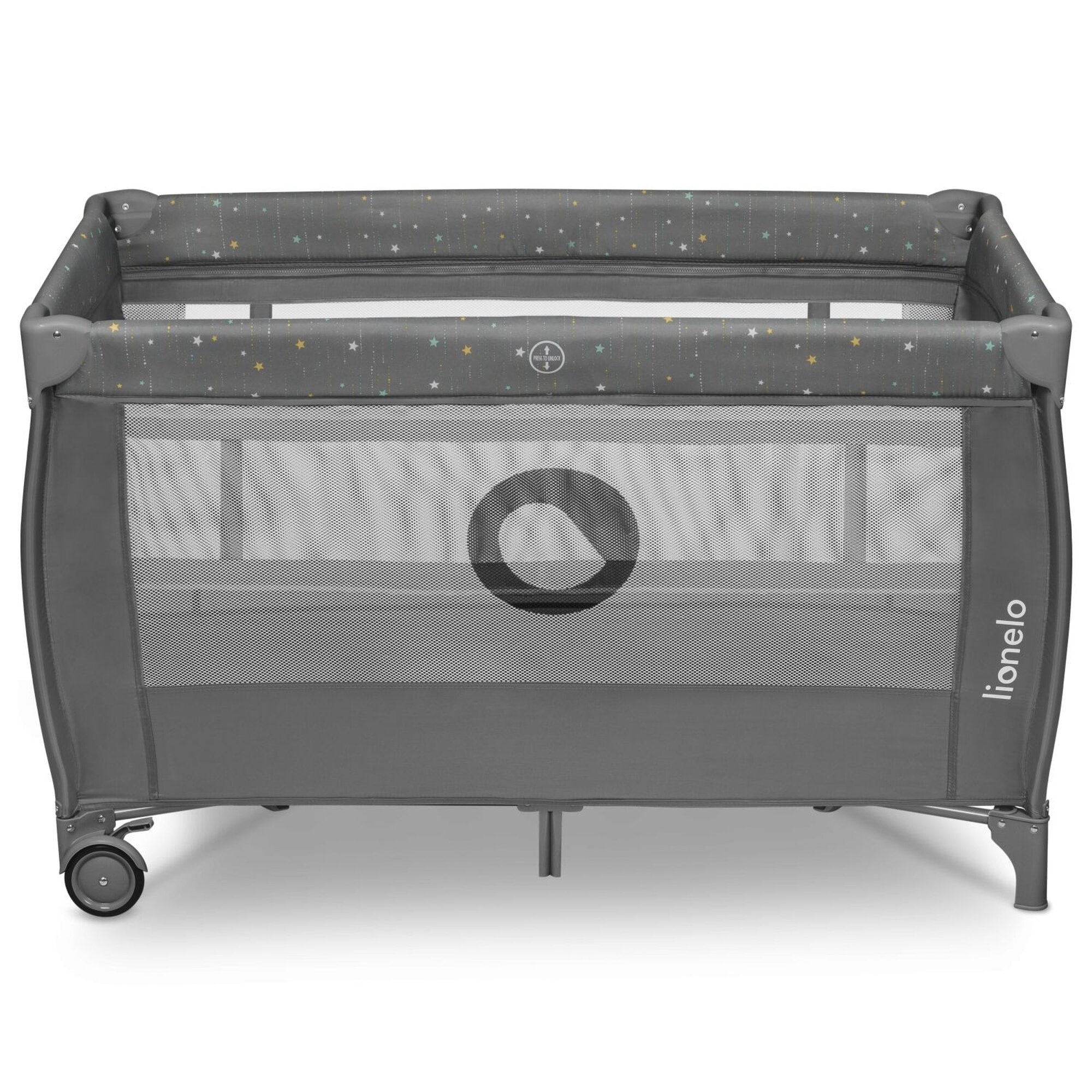 Дорожная кроватка Lionelo "Stefi Plus", складная, прямоугольная, серая, 125x65x76 см