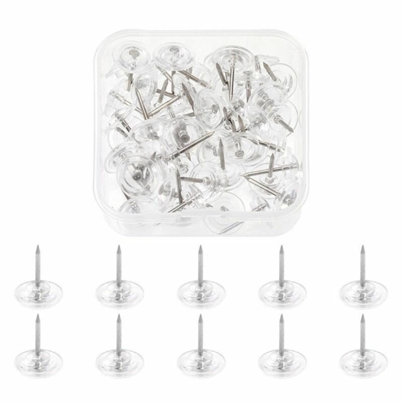 1 коробка по 50 шт, набор прозрачных кнопок-плоских круглых прозрачного цвета