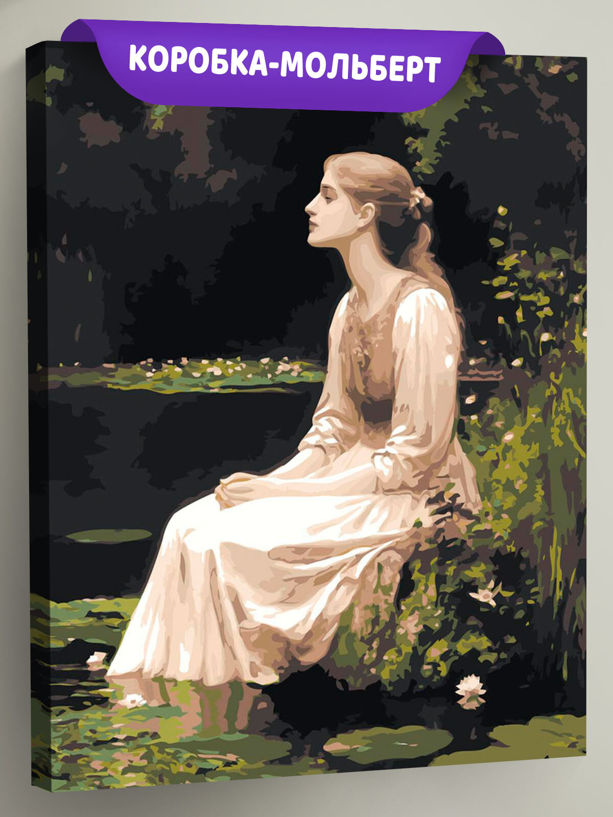 Картина по номерам на холсте с подрамником 40х50 "Портрет девушки и пруд с лилиями" люди