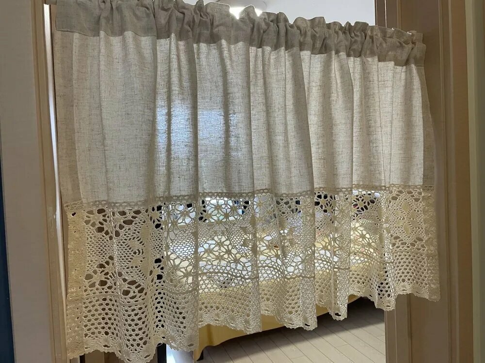 Штора гардина 70х80 см крепление Без крепления бежевый