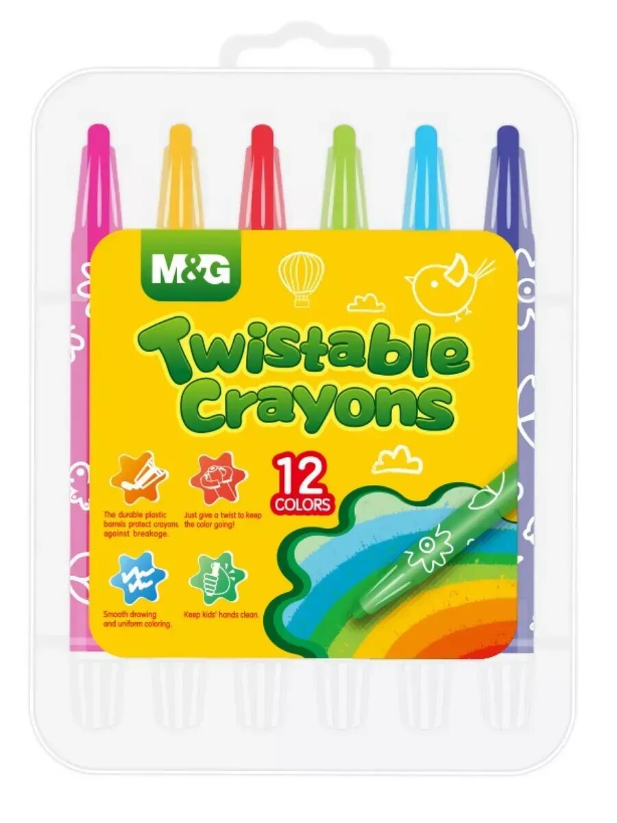 Восковые мелки для рисования, 12 шт