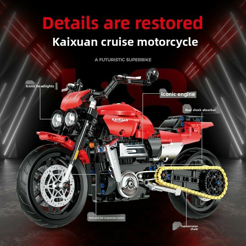 Nd motorcycle harley retro bike building kit with blocks for gift projects