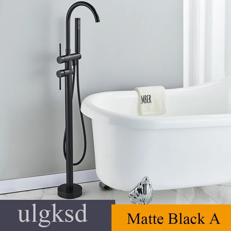 Хромированный напольный смеситель для ванны Ulgksd Matte Black A