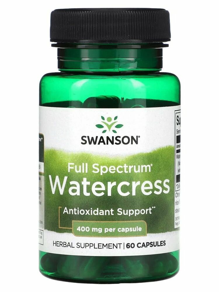 Кресс-салат (жеруха) полного спектра, 400 мг, 60 капсул, Swanson