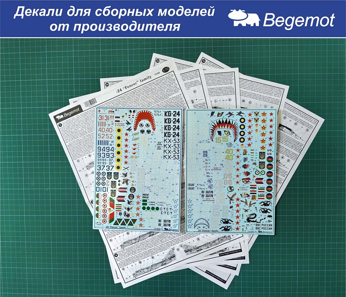 72-040 Деколь (Декаль) для сборной модели "Сухой Су-24/24М/24МР" 1/72 (BEGEMOT)