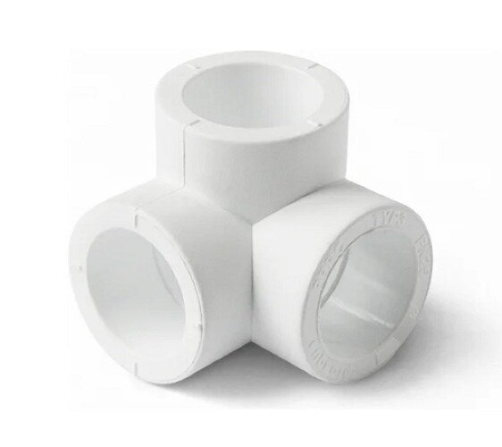 Тройник PRO AQUA / Про Аква двухплоскостной для труб, под сварку, полипропиленовый, белый, диаметром 20мм / водоснабжение