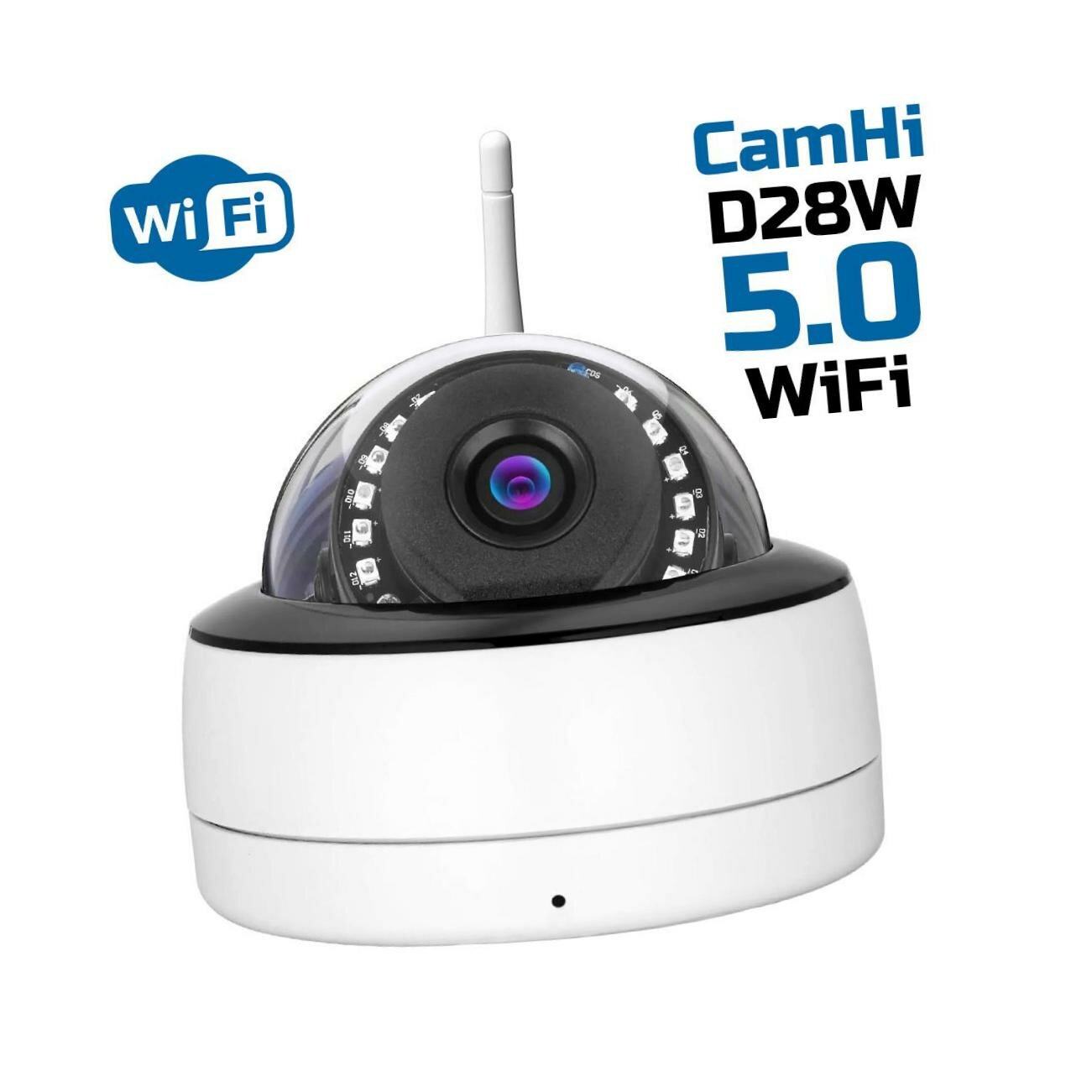 Уличная, купольная, Wi-Fi/5Mp IP видеокамера наблюдения Cam-Hi-Pro D28W-5.0(Вай-Фай) металлический корпус, ИК подсветка до 20 метров, детекция силуэта