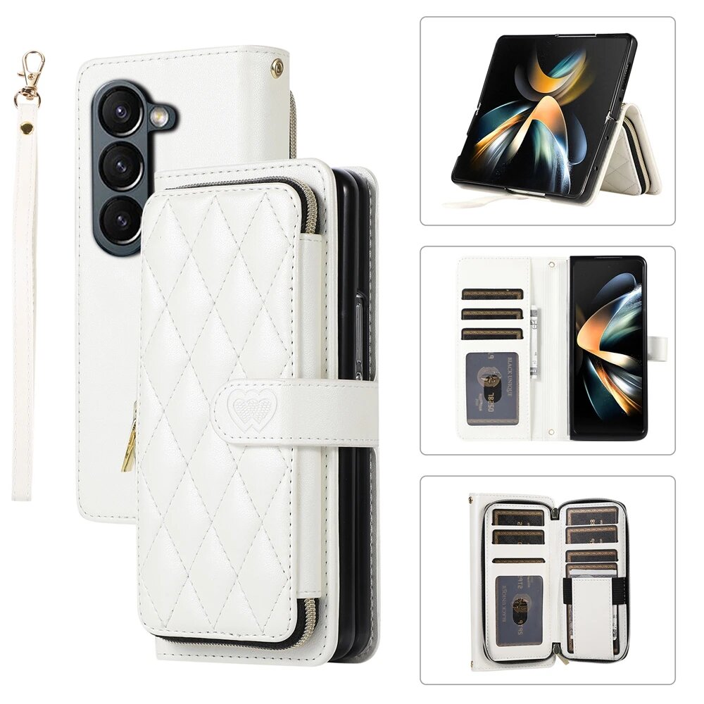 Кожаный чехол через плечо для Samsung Galaxy Z Fold 7 6 5 4 3 Fold6 Fold5 Fold4 Fold7 5G Чехол-кошелек для телефона Чехол для карты Сумка Ремешок