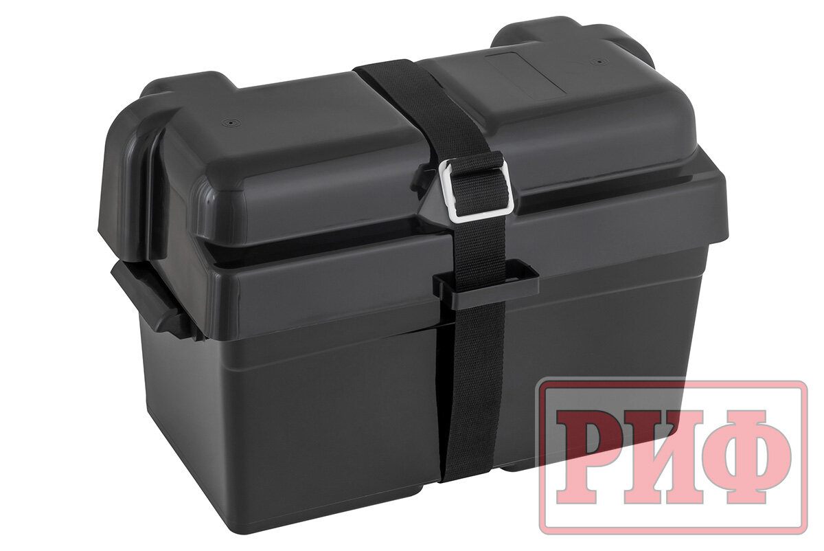 Бокс аккумуляторный РИФ, переносной, пластик PP, черный, 430x245x270 мм