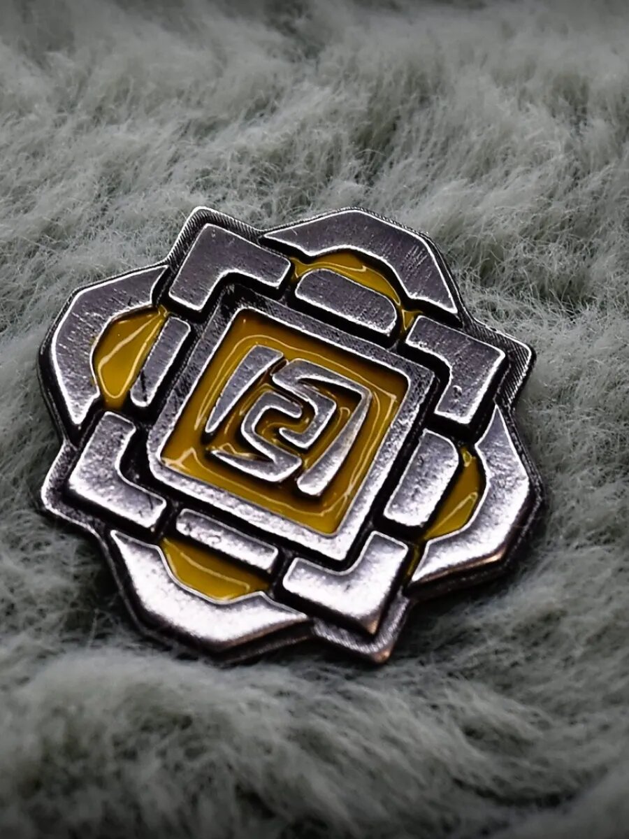 Значок Геншин Гео, Genshin, металл,3см