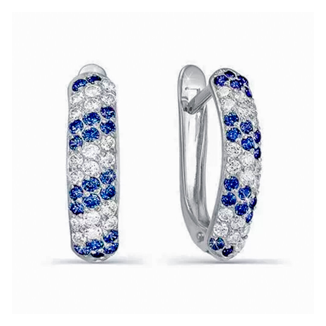 Серьги, серебро, 925 проба, родирование, фианит