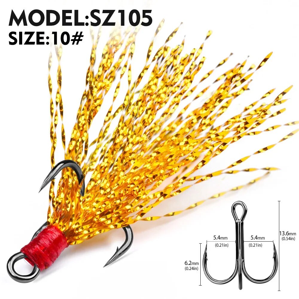 PRO BEROS Тройные крючки для рыбалки 2#-10# golden size 10