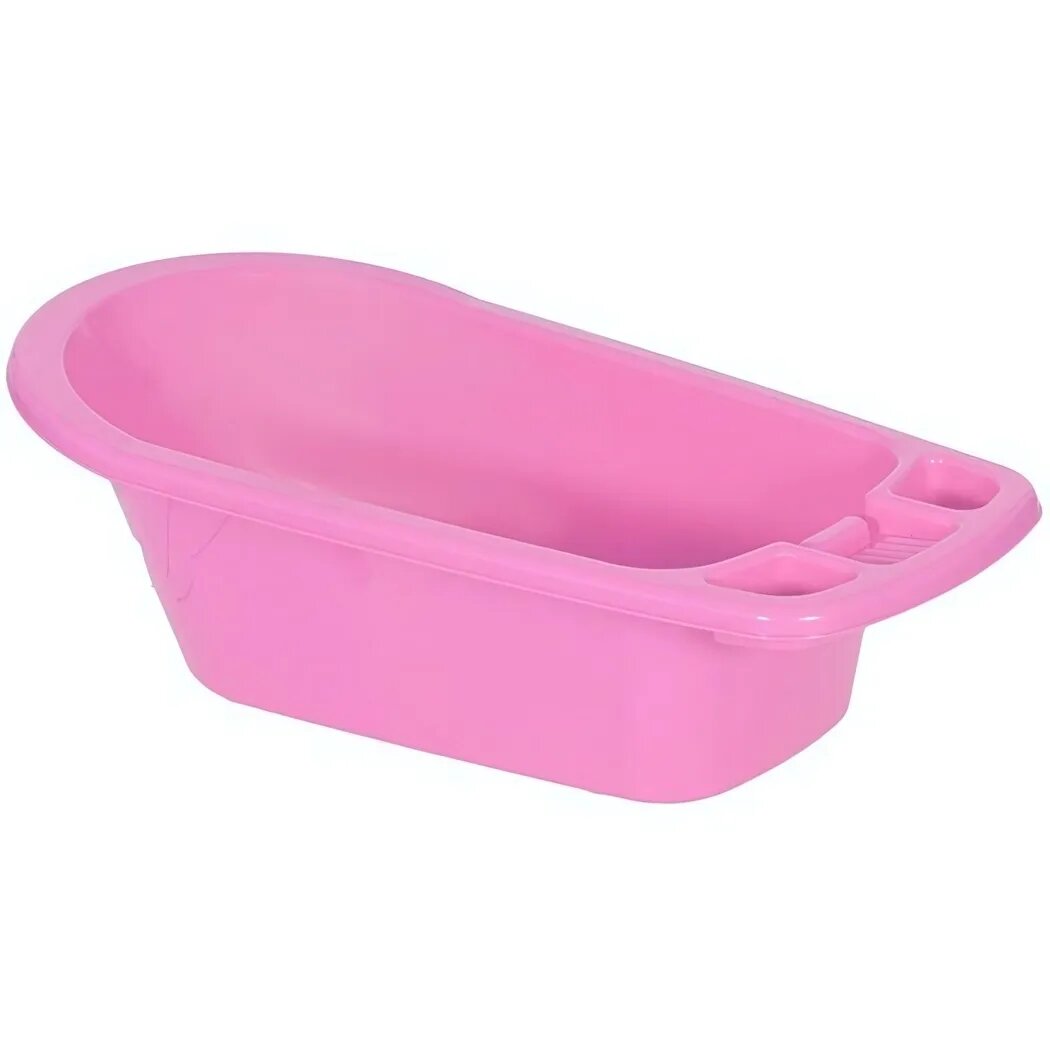 Ванночка детская розовая Ангора, овальная, пластиковая, с ручками, компактная