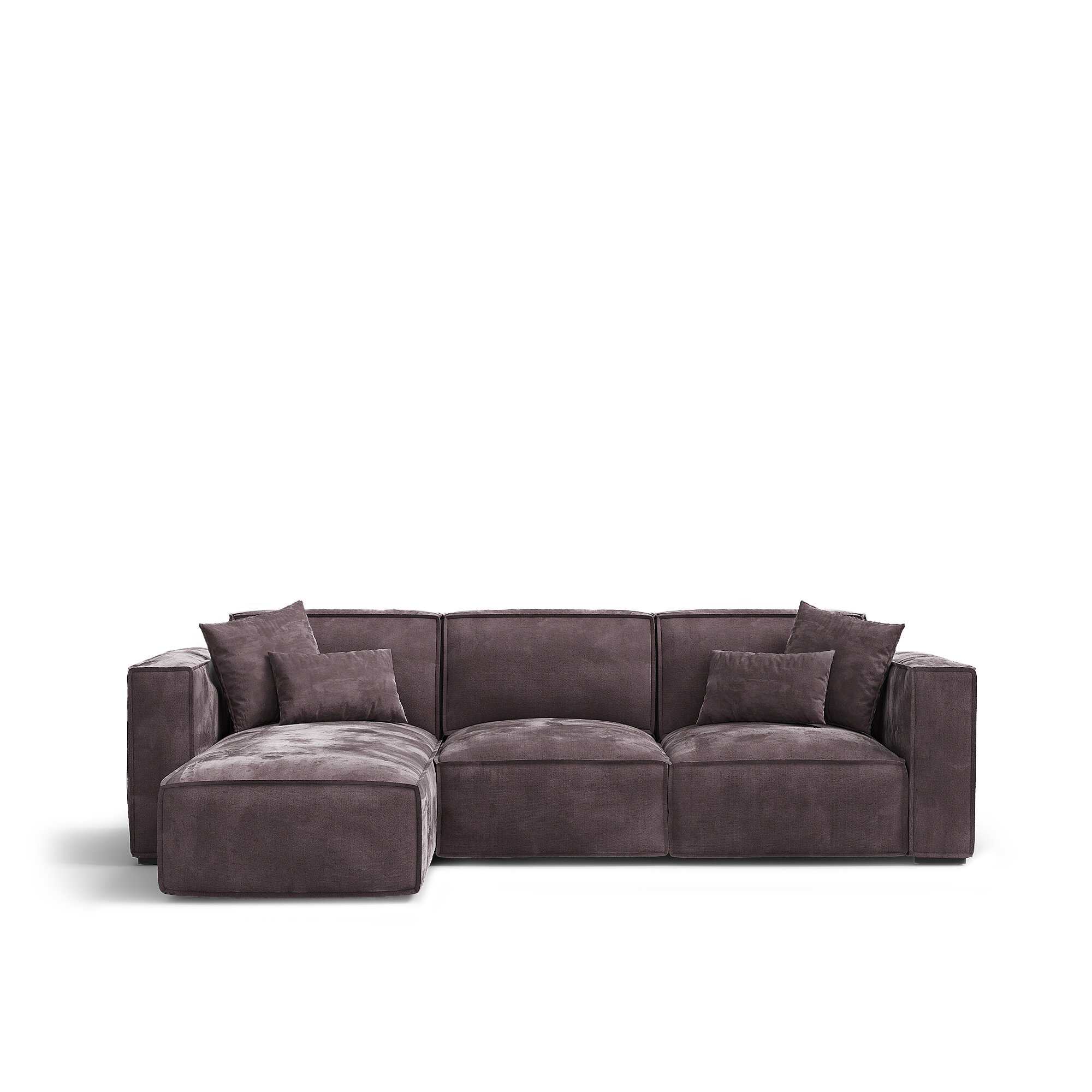 Диван Tony угловой, раскладной, замша, темно-коричневый