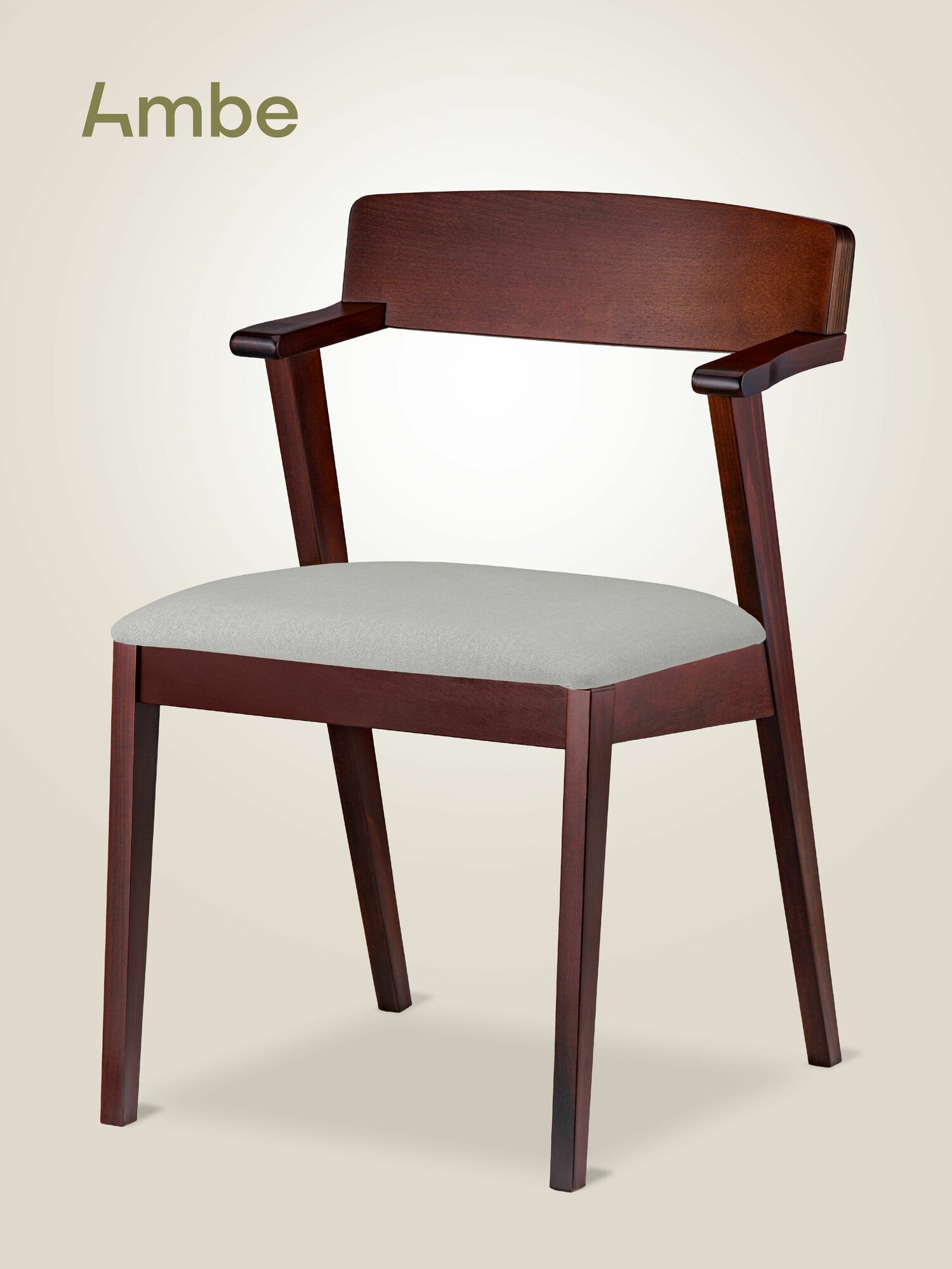 Стул для кухни и дома, Ambe Кейн, кресло из массива бука, Античный орех, Светло-серый велюр