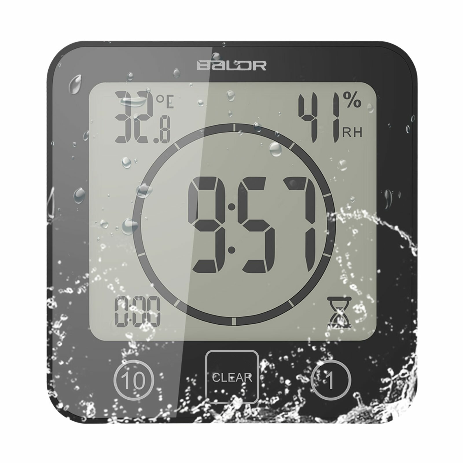 Влагостойкие электронные часы с термометром и гигрометром для ванной душа кухни будильник таймер обратного отсчета большой ЖК-экран