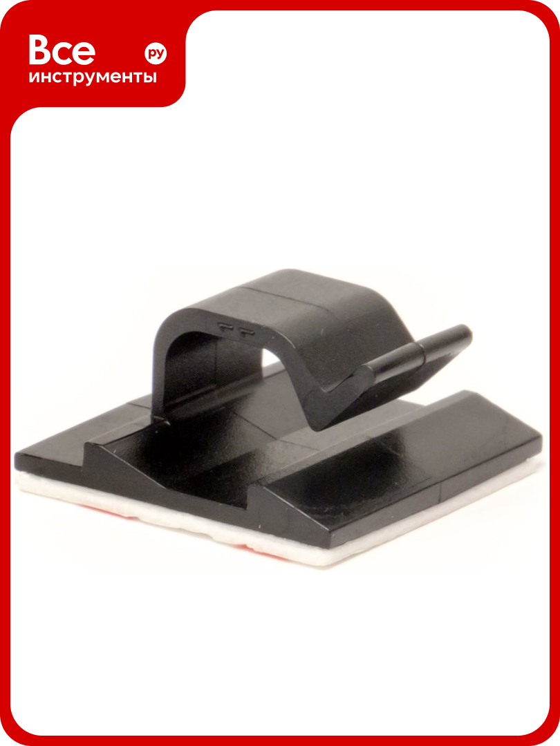 Самоклеящаяся клипса для круглого кабеля DKC круглая, черная, 8мм, черная