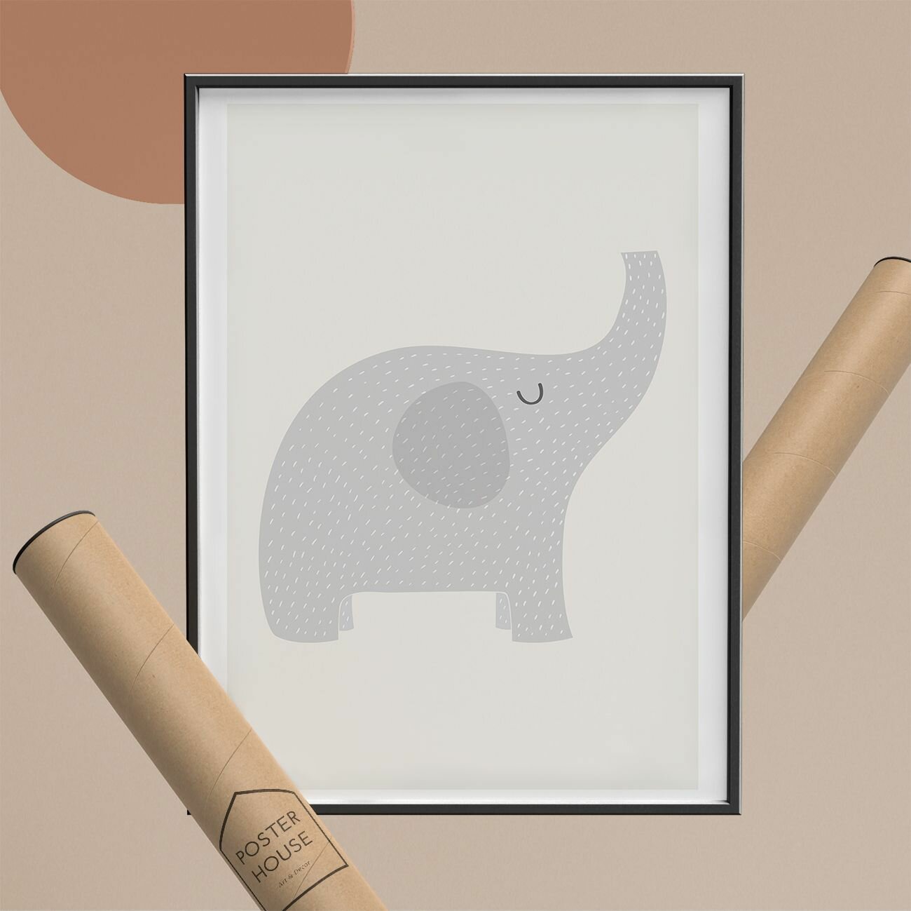 Постер Детский, Слоник 30х40 см без рамы/ Минималистичный эстетичный плакат в детскую