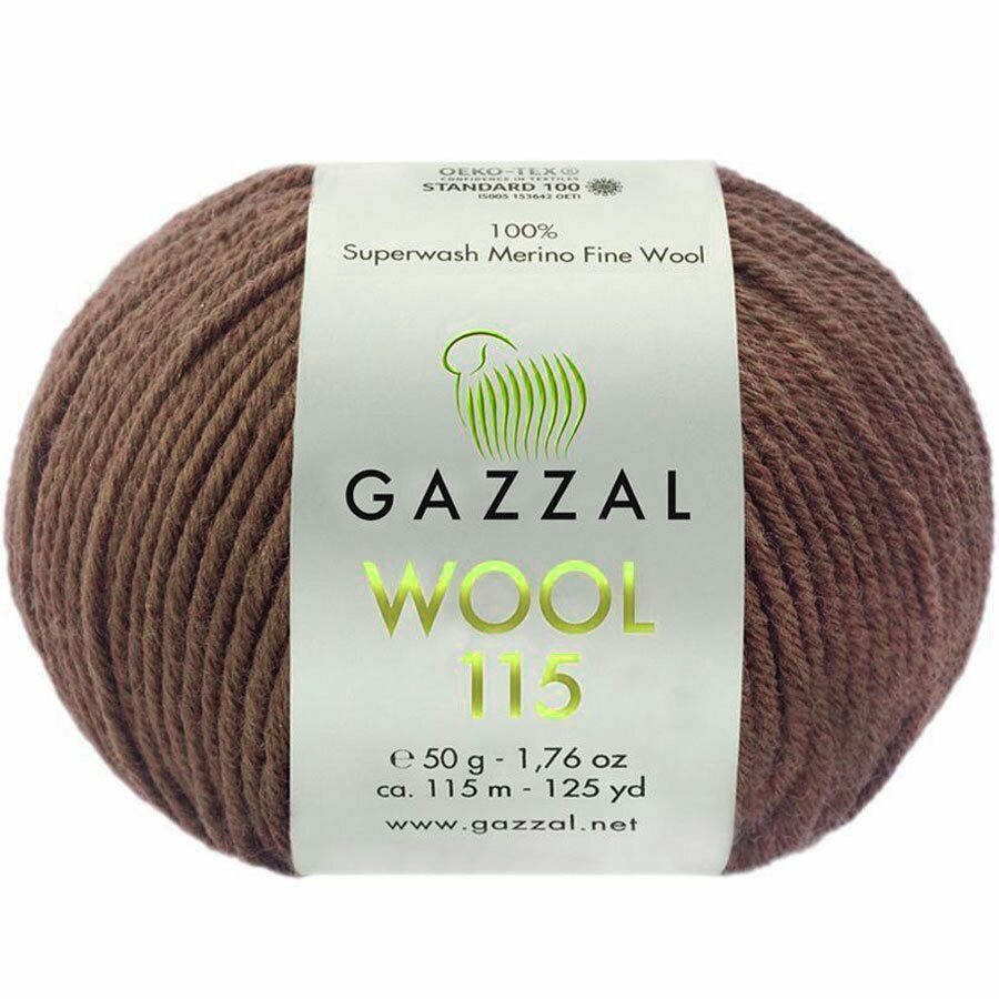 Пряжа Gazzal WOOL 115 3312 коричневый (5 мотков)