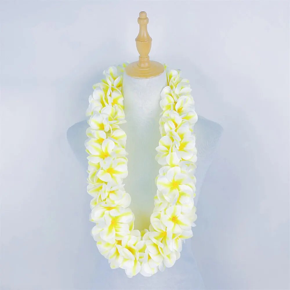 Горячая Распродажа 100 см искусственный шелк Плюмерия Лея цветок Гавайский лес Ручная работа ожерелье для Искусственных Гавайских искусств гирлянда, YELLOW, Женский, Желтый