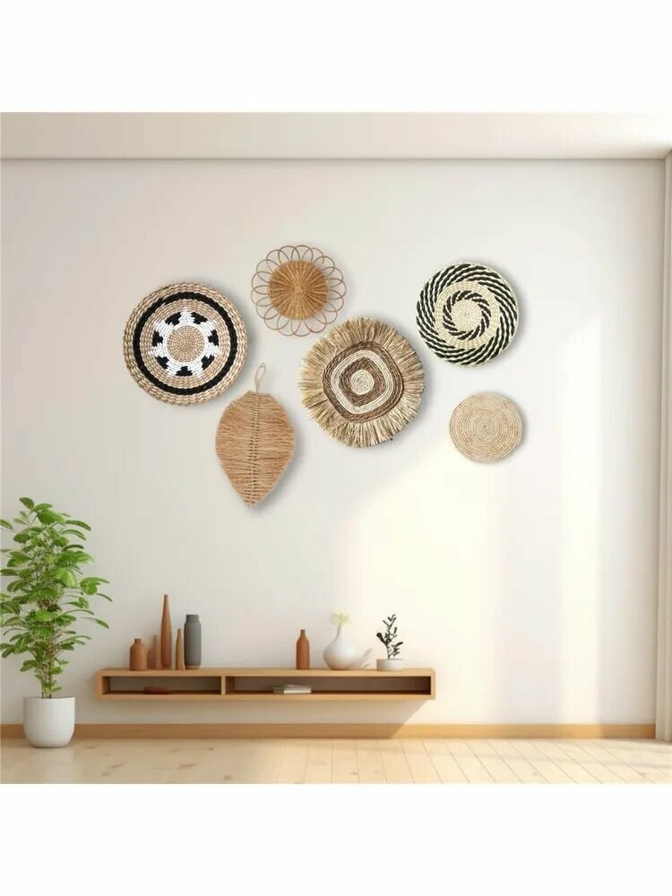 KNOW EASY-шт набор декора настенной корзины в стиле бохо плетеные плоские корзины из ротанга
