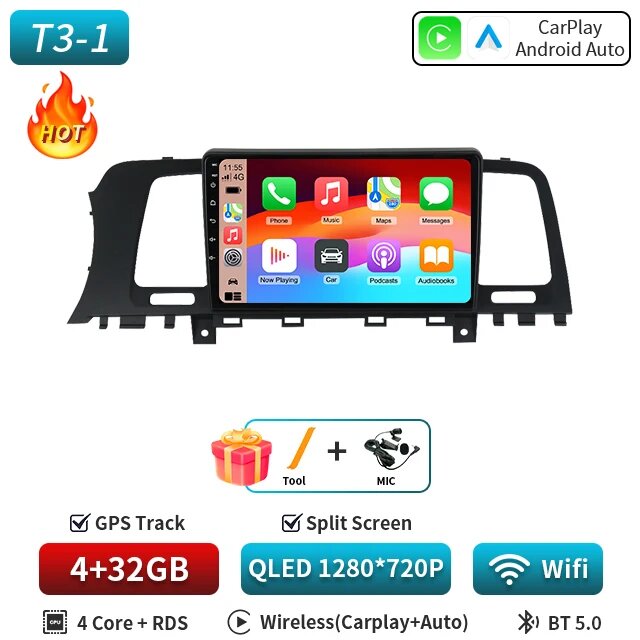 Android 16 Carplay Auto для Nissan Murano Z51 2010 2011 2012 2013 2014 Мультимедийный T3-1 4 32GB