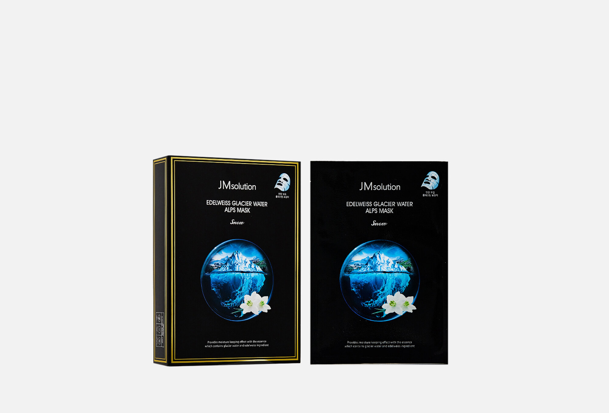 Тканевая маска для лица с экстрактом эдельвейса и ледниковой водой JMSOLUTION Edelweiss Glacier Water Alps Mask Snow