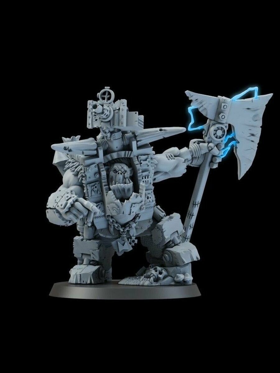 Боевой Орк варбосс мезгоб, база 50мм (вархаммер) игровая фигурка для раскрашивания