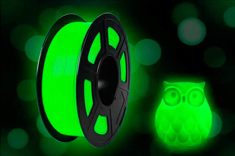 Филамент NV Print PLA Noctilucen (Glow In the Dark) Green для 3D печати диаметр 1.75мм длина 330 метров масса 1кг