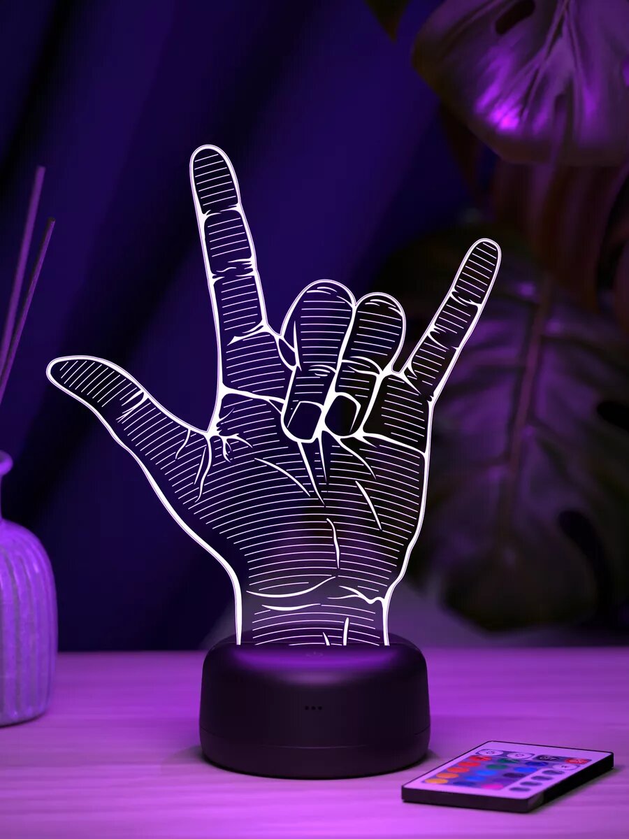 Ночник подарок Коза (рука рок)