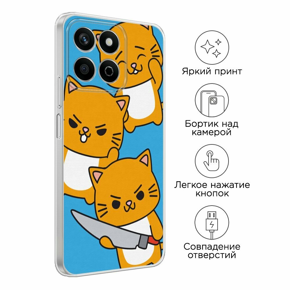 Силиконовый чехол на Honor X7c / Хонор X7c с принтом "Опасные котики" — фото 1