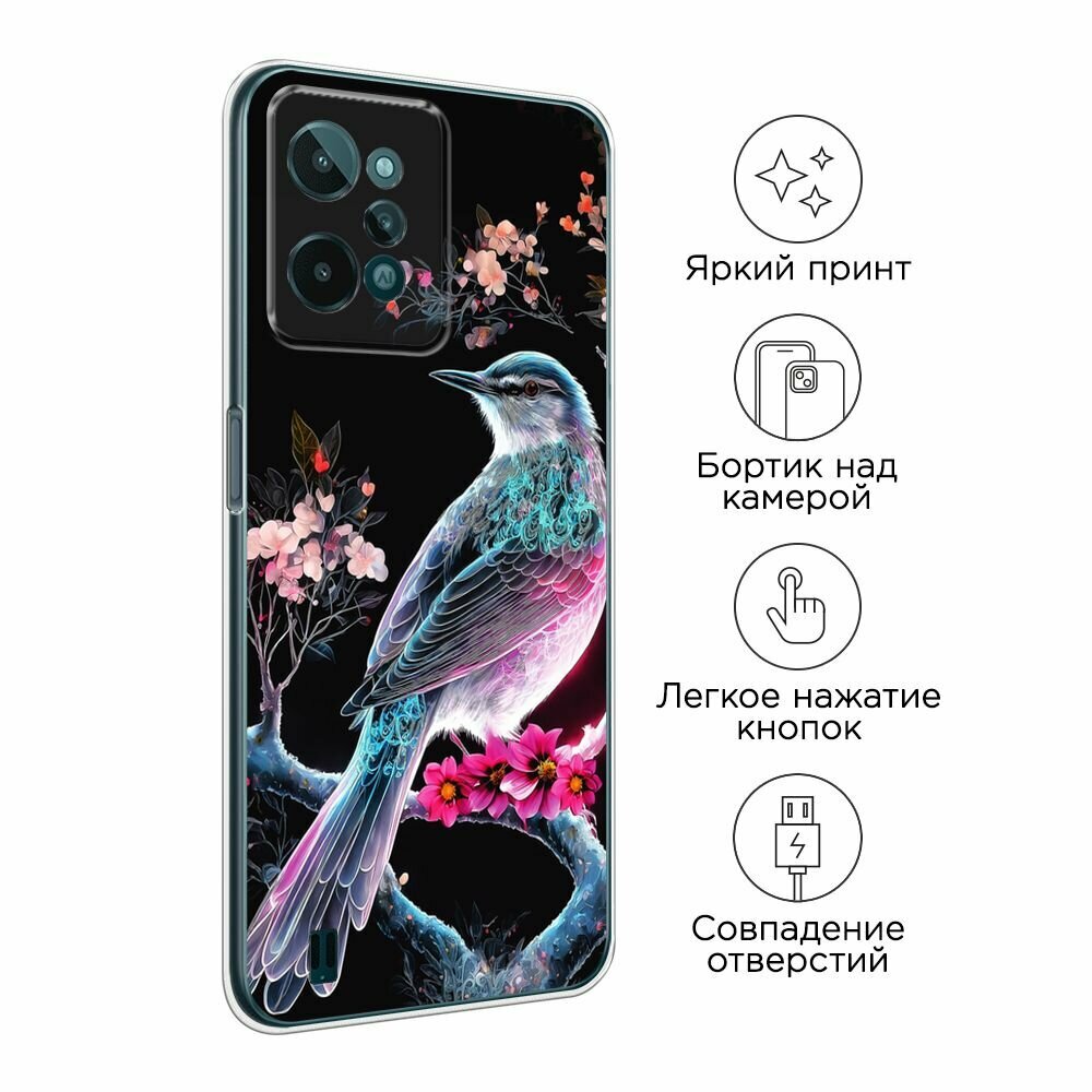 Чехол на Realme C31 / Реалми C31 с принтом "Птица на цветущем дереве" — фото 1