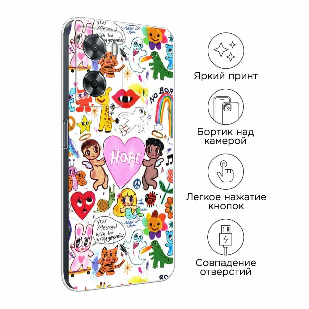 Чехол на Oppo A57 4G/A77 4G/A77s 4G/A57s / Оппо А57 4G с принтом "Милые рисунки" — фото 1