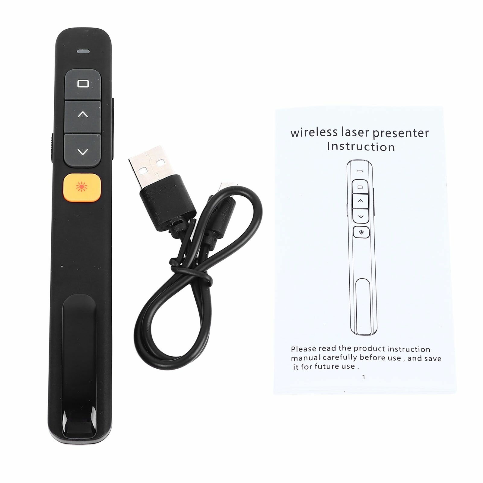 Лазерная указка, черная, USB-приемник, перезаряжаемая, для презентаций