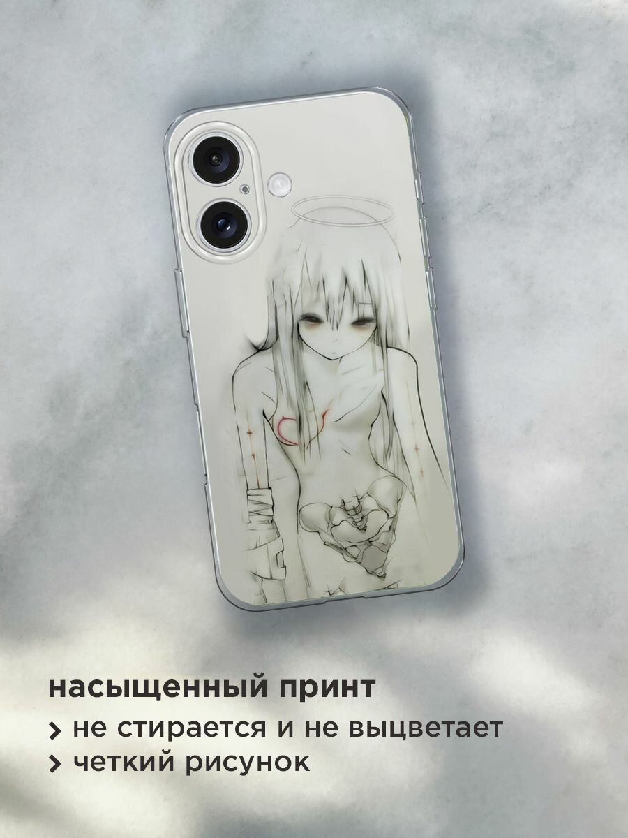 Чехол на Apple iPhone 16 / Айфон 16 с принтом "Аниме рисунок чёрно-белый" — фото 1