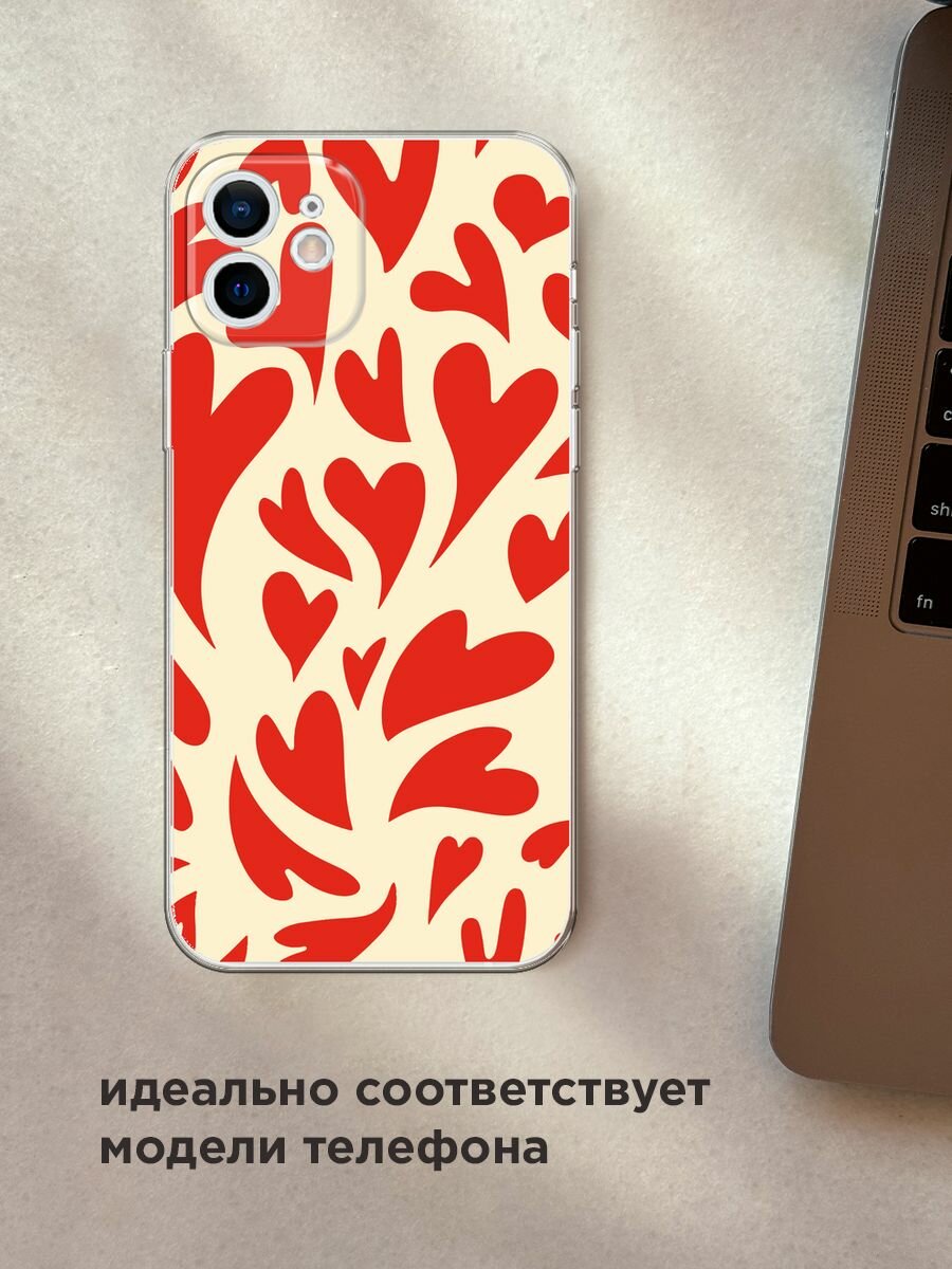 Чехол на Apple iPhone 12 mini / Айфон 12 Мини с принтом "Crazy hearts 1 - 14 февраля" — фото 1