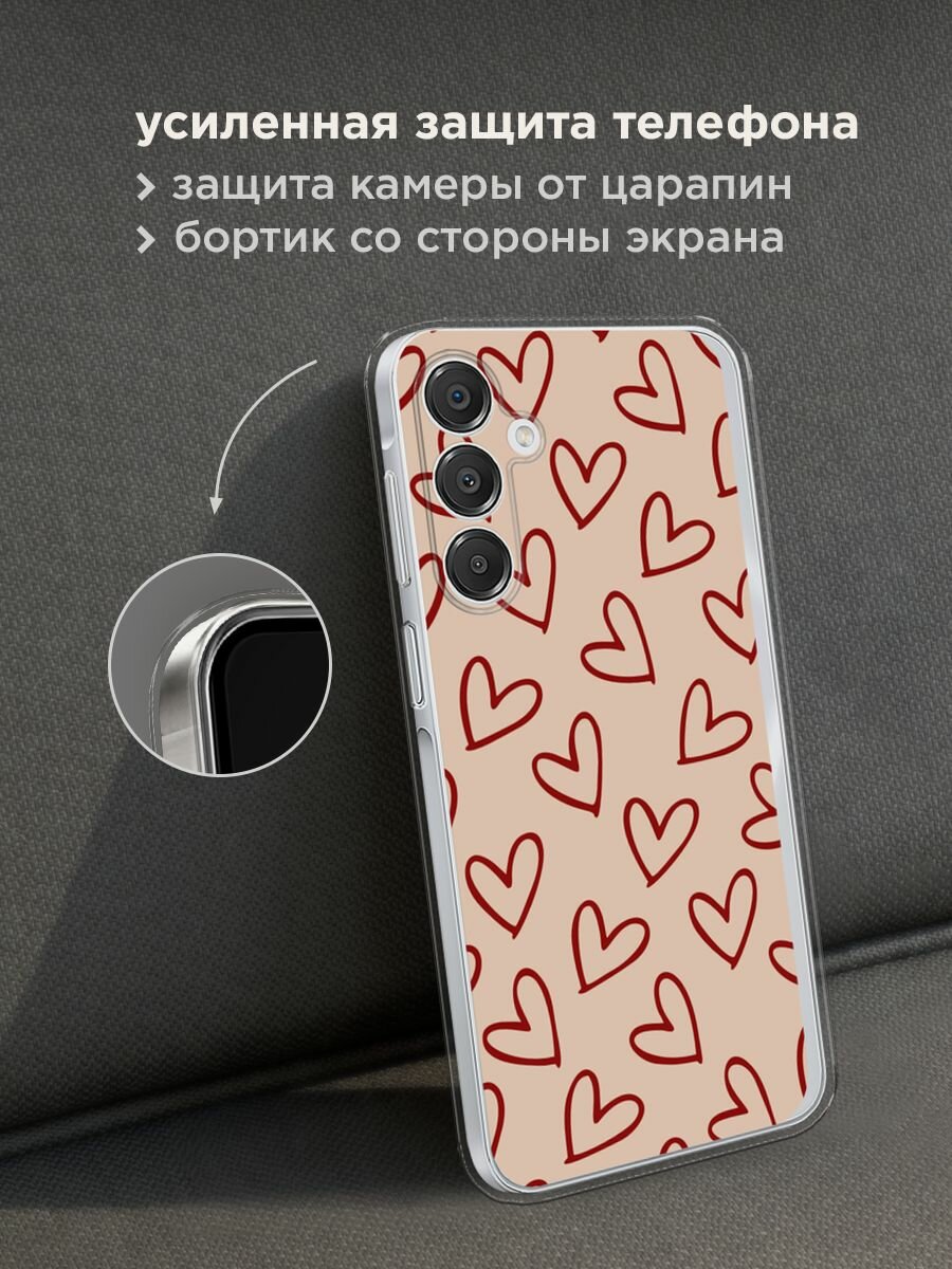 Чехол на Samsung Galaxy A16 / Самсунг А16 с принтом "Little hearts doodles 1 - 14 февраля" — фото 1