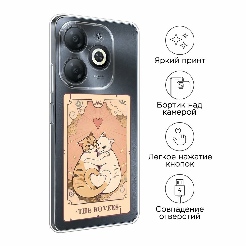 Чехол на Infinix Smart 8/8 HD/HOT 40i / Инфиникс Смарт 8 с принтом "The lovers cats 2 - 14 февраля", прозрачный — фото 1