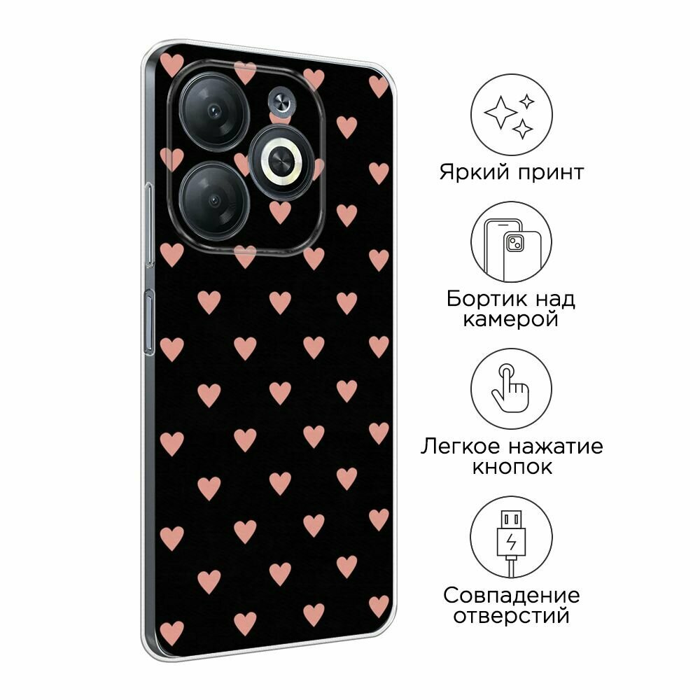 Чехол на Infinix Smart 8/8 HD/HOT 40i / Инфиникс Смарт 8/8 HD/HOT 40i с принтом "Розовые сердечки" — фото 1