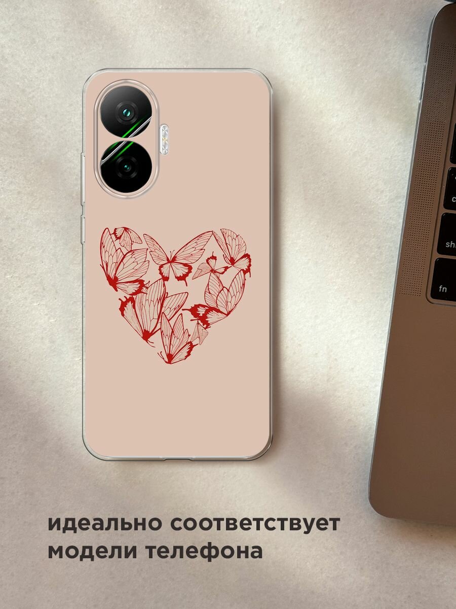 Чехол на Poco F7 / Поко F7 с принтом "Сердце из бабочек - 14 февраля" — фото 1