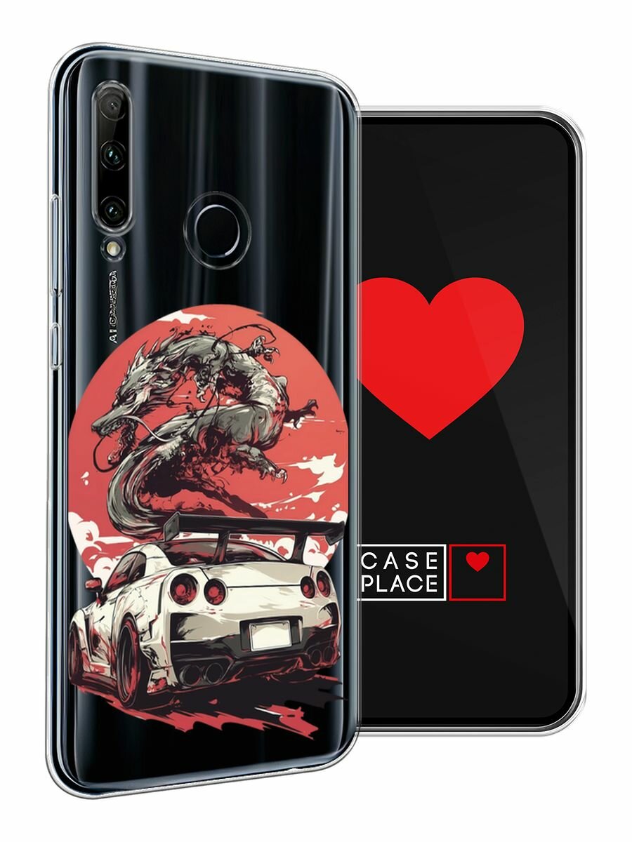 Чехол на Honor 10i/20 Lite 2019/20e/Huawei P Smart Plus 2019 / Хонор 10i с принтом "Car and dragon", прозрачный — фото 1