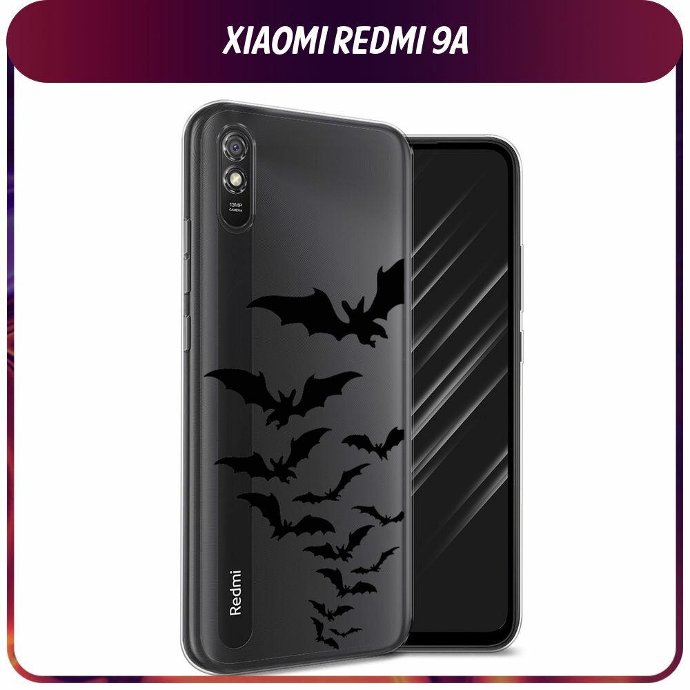 Чехол на Xiaomi Redmi 9A / Сяоми Редми 9А с принтом Летучие мыши, прозрачный