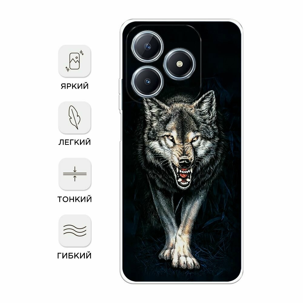 Чехол на Realme C63 / Реалми С63 с принтом "Злобный волк из ночи" — фото 1