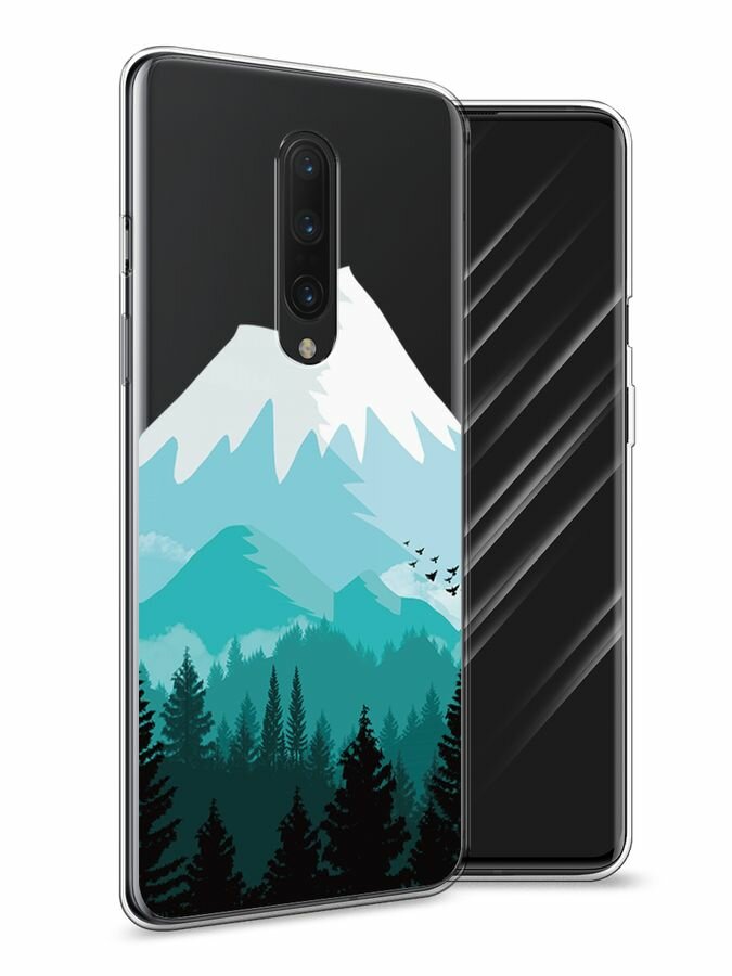 Чехол на OnePlus 8 / ВанПлас 8 с принтом "Синяя снежная гора", прозрачный